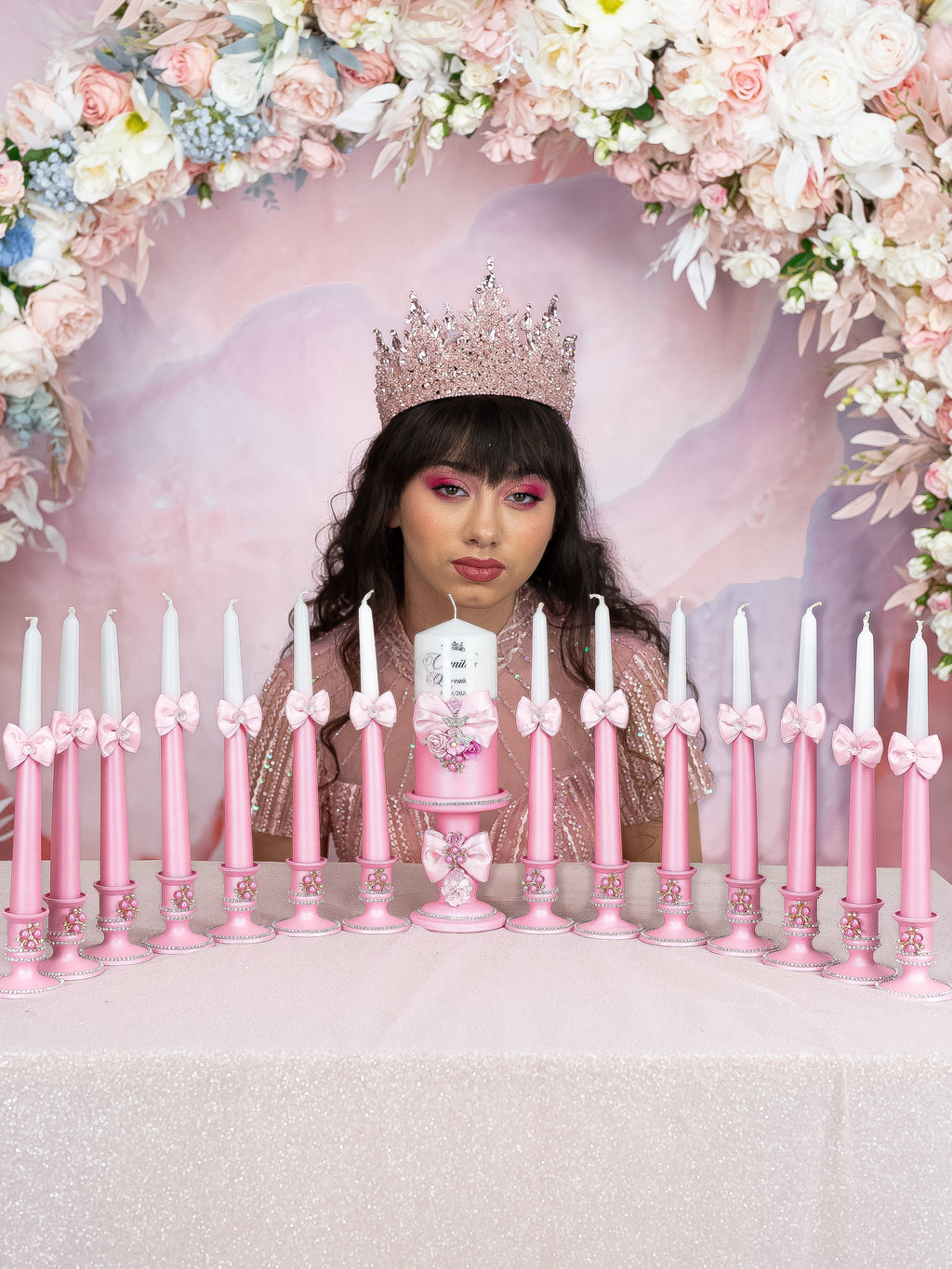 Ceremonia de 15 velas rosas para quinceañera / quinceanera-decor