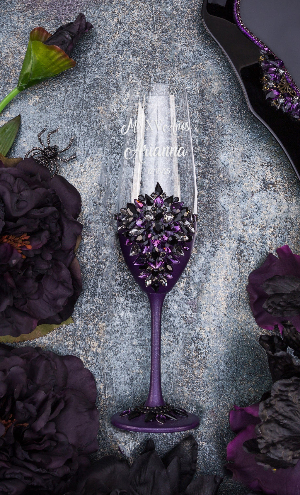 Purple Quinceanera Copa for Gothic mis quince theme | Dark Quinceanera ...