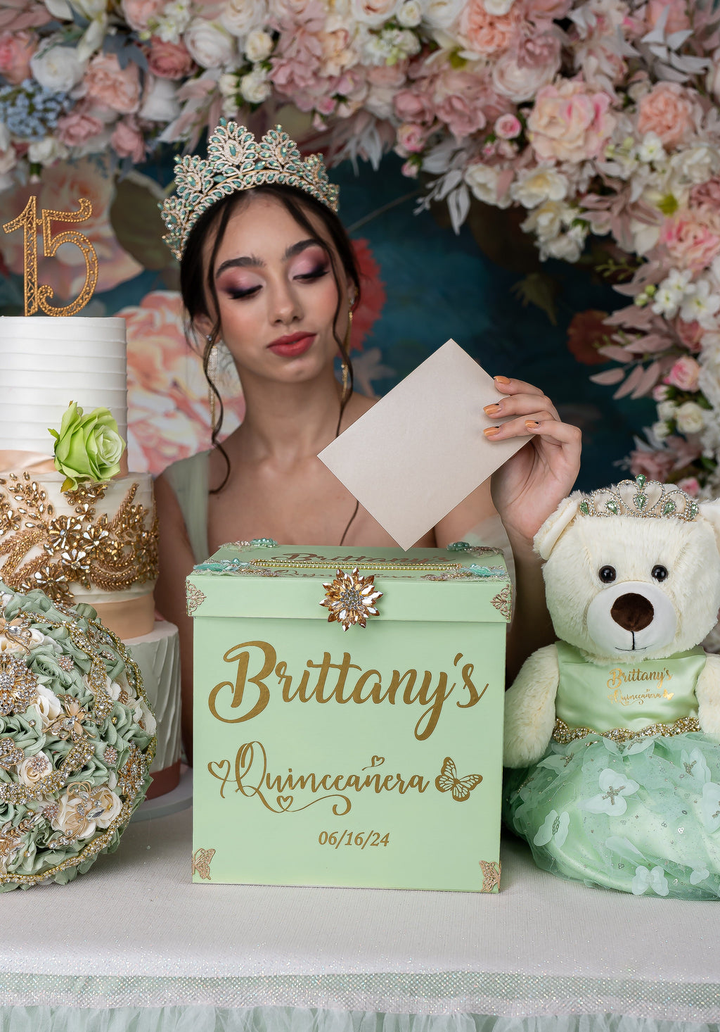 Sage Green Quinceanera Money Card Box / quinceanera-decor