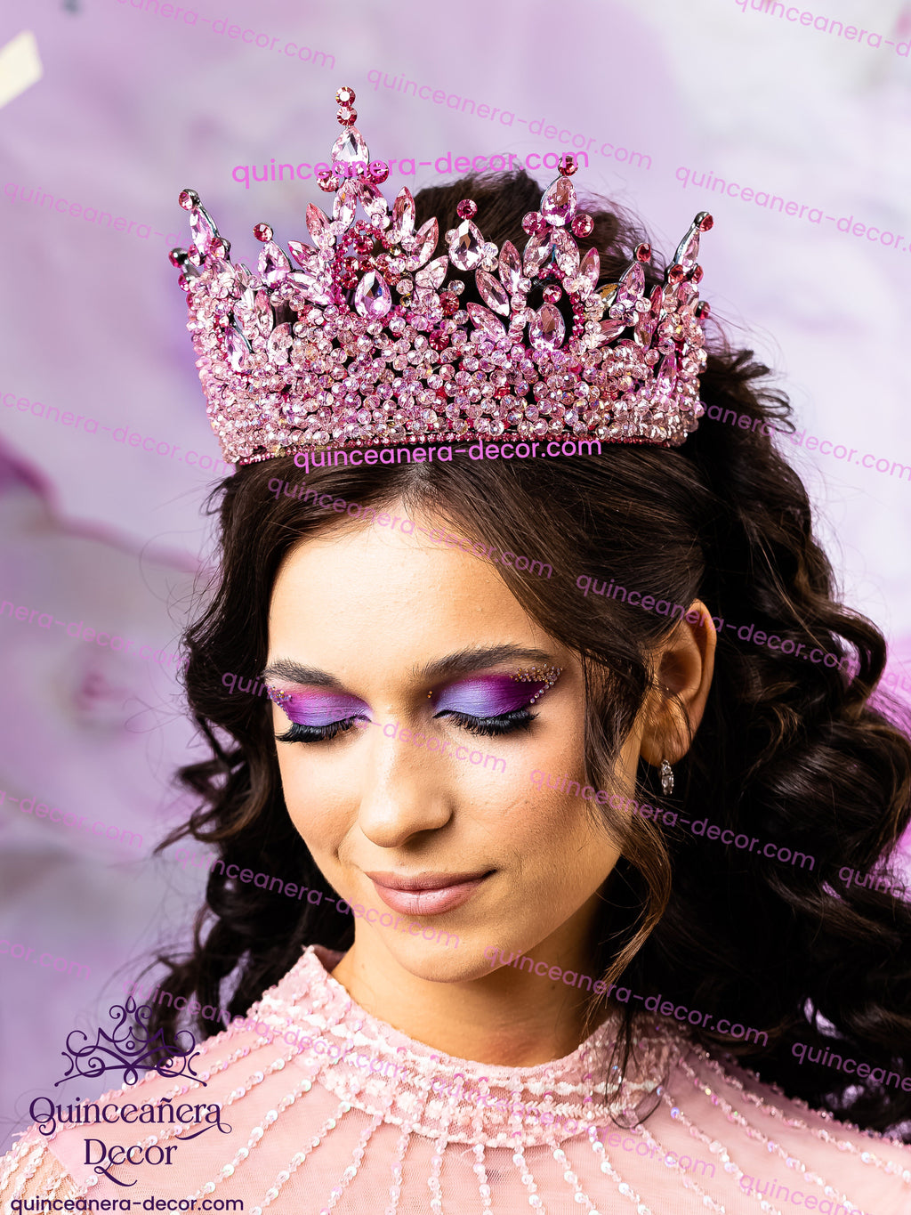 Pink Quinceanera Corona | Pink Tiara| Quince Crown | Pink Pearl Crown ...