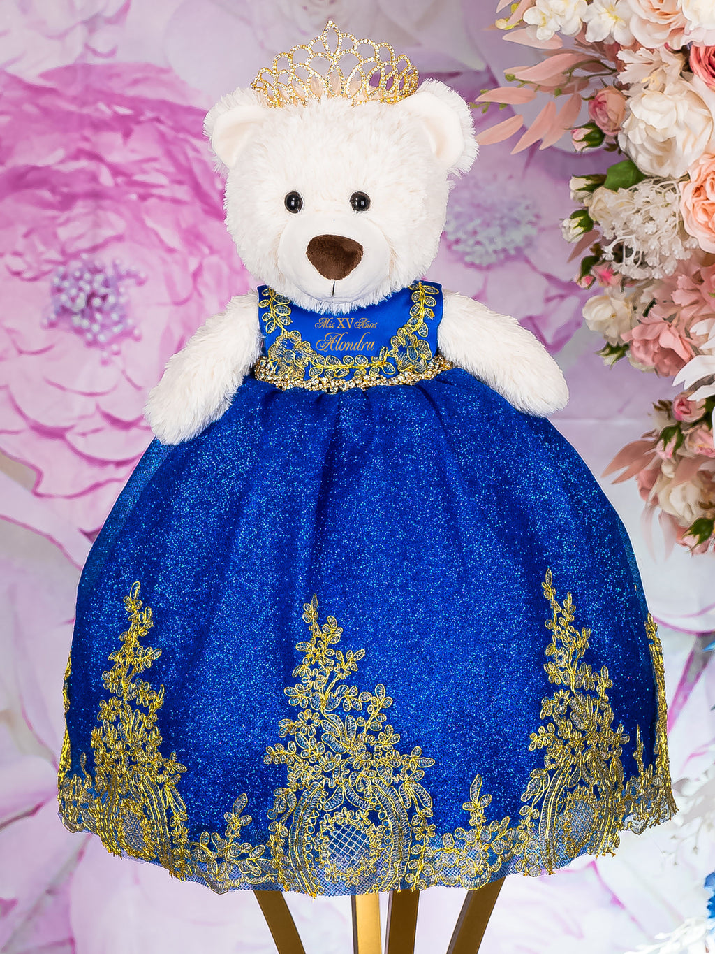 Último osito de peluche azul real para quinceañera / quinceanera-decor