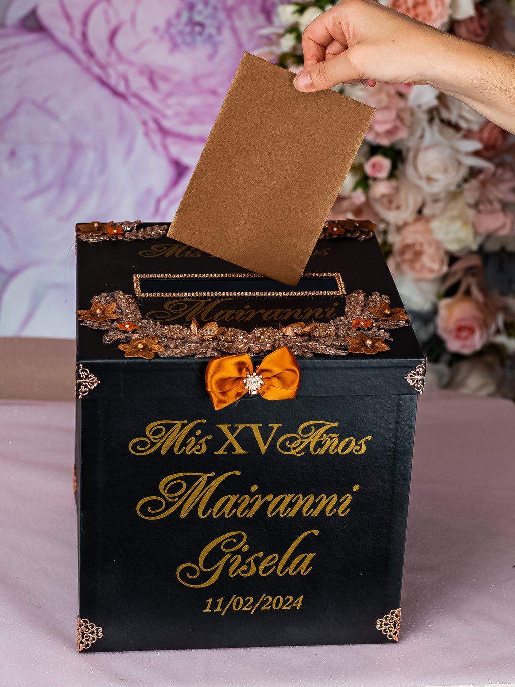 Boho Quinceanera Money Card Box | Bronze Quince Card Boxes ...