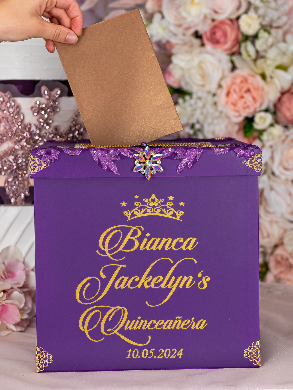 Plum Quinceanera Money Card Box | Purple Quince Card Boxes ...