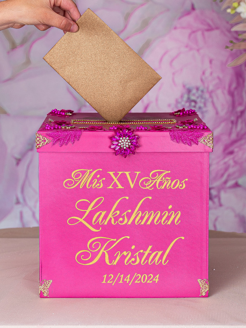 Fuchsia Quinceanera Money Card Box | Magenta Quince Card Boxes ...