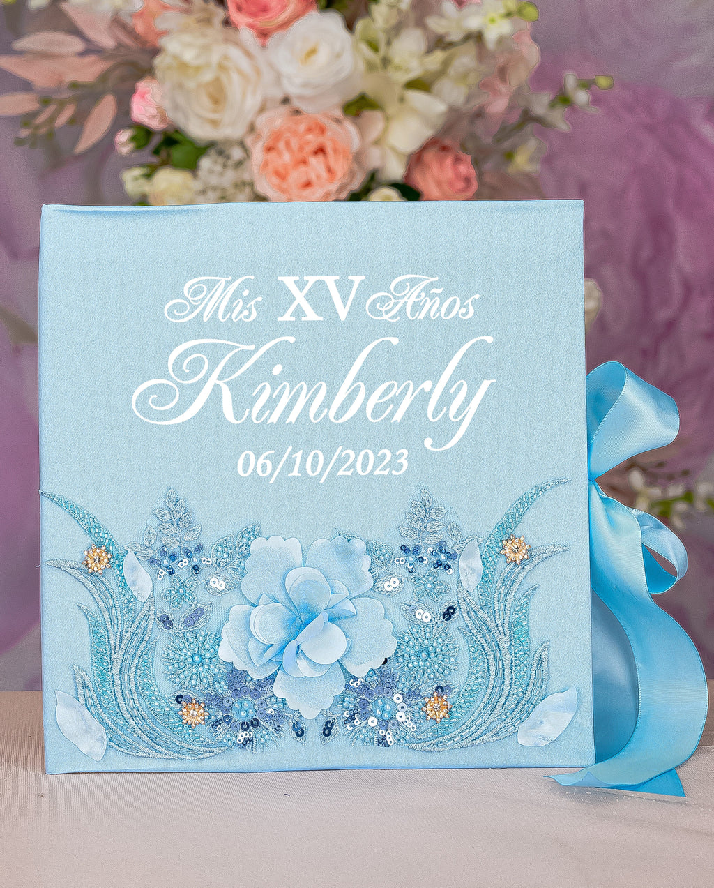 Light Blue with silver album de fotos para Quinceanera / quinceanera-decor