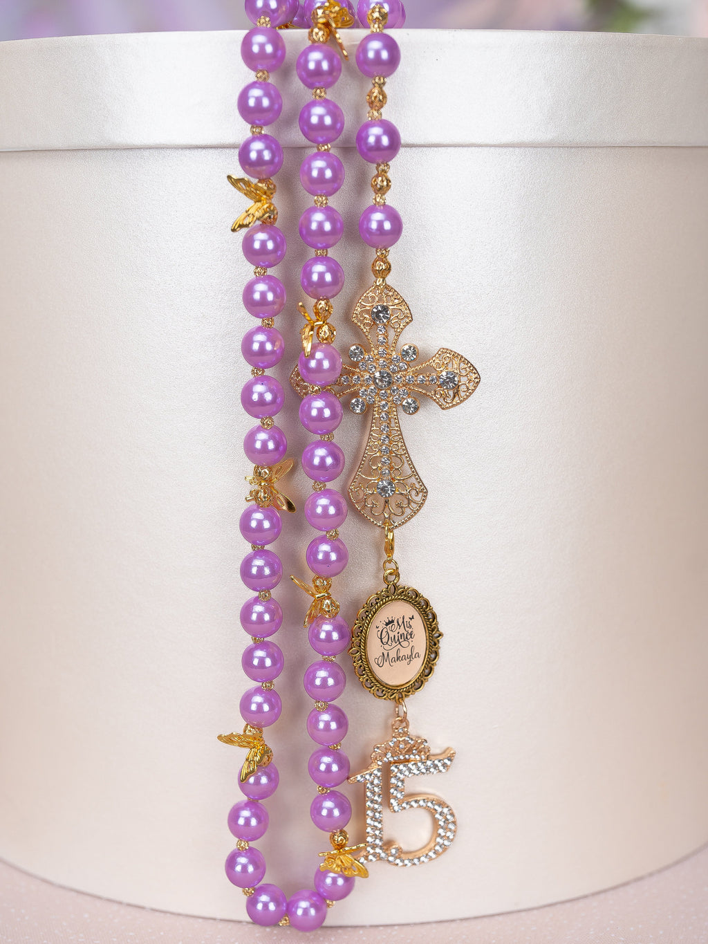 Laventer Pearls Quinceanera Rosary | Mis Quince Rosario | lavender ...