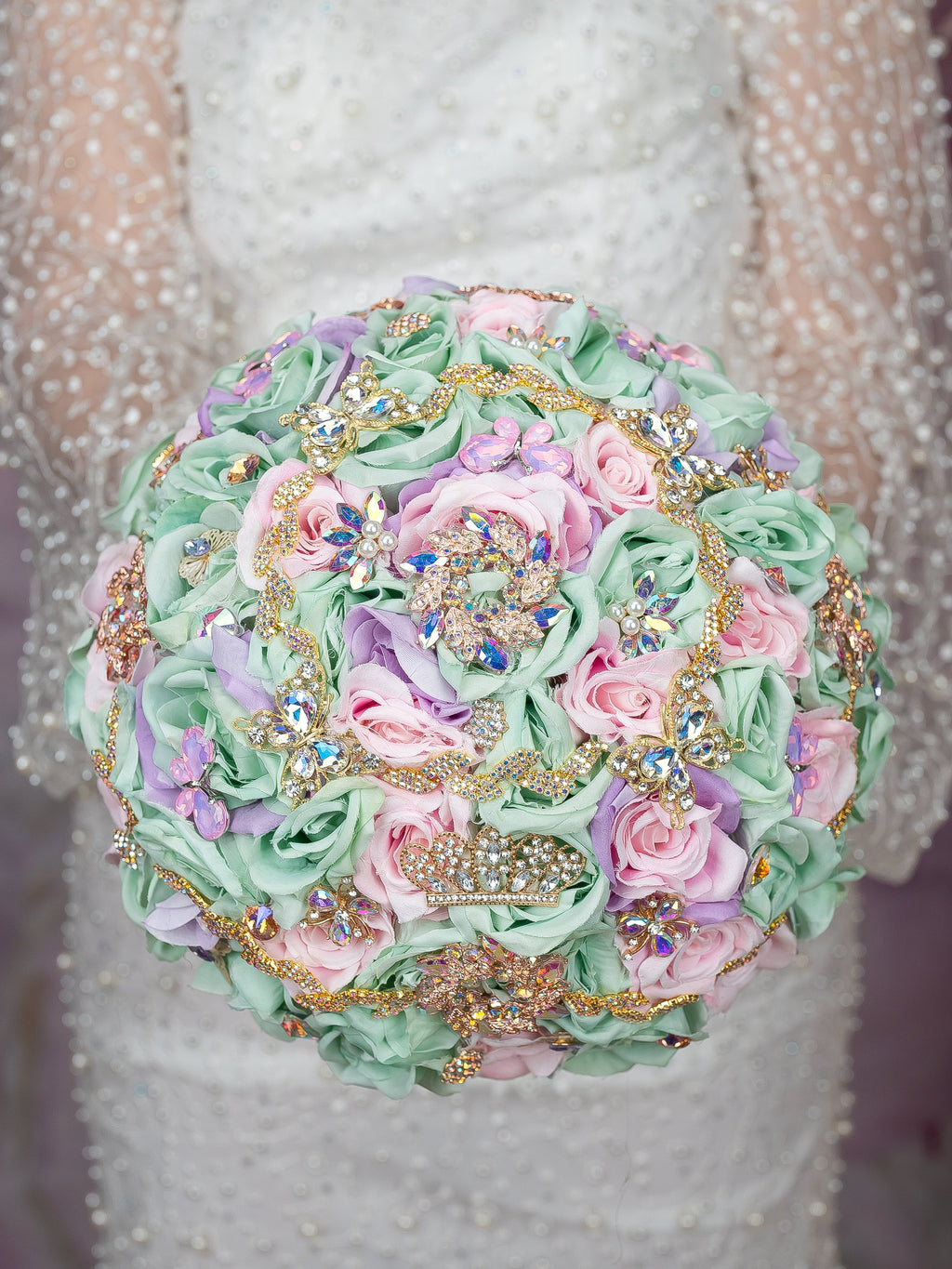 Ramos de Quinceañera Sage Green Lilac Pink 13 Inches Elegant Design ...