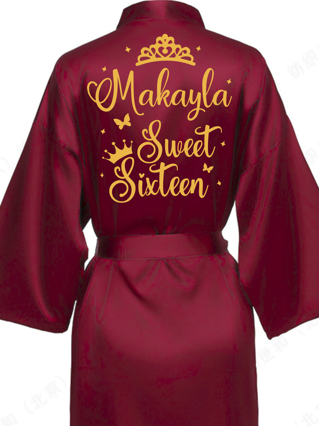 Robe Sweet 16 burgundy with gold / quinceanera-decor